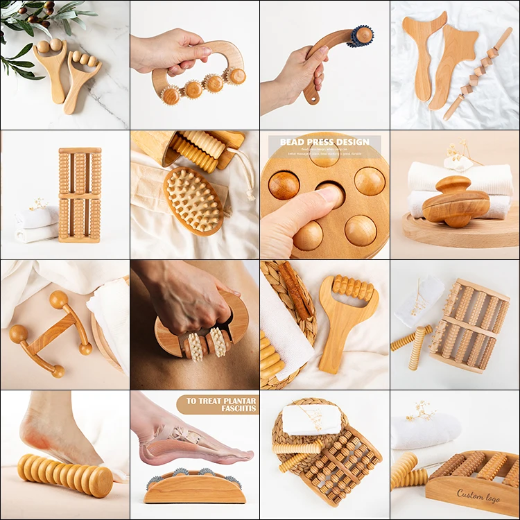 Gloway Custom Spa 8 Wheels Handheld Wooden Back Massager Health Care ...