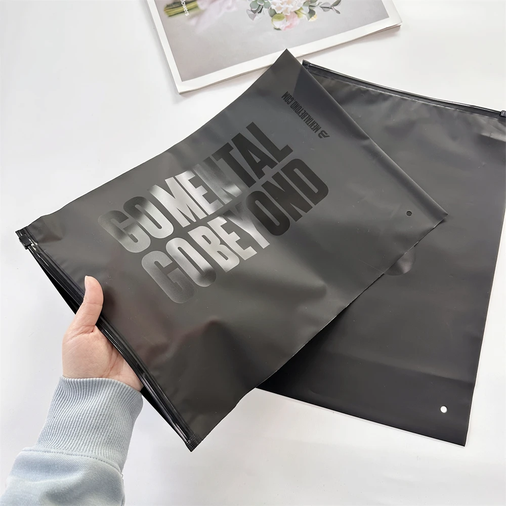 Custom Printed Frosted Black Bundles Packaging Bags
