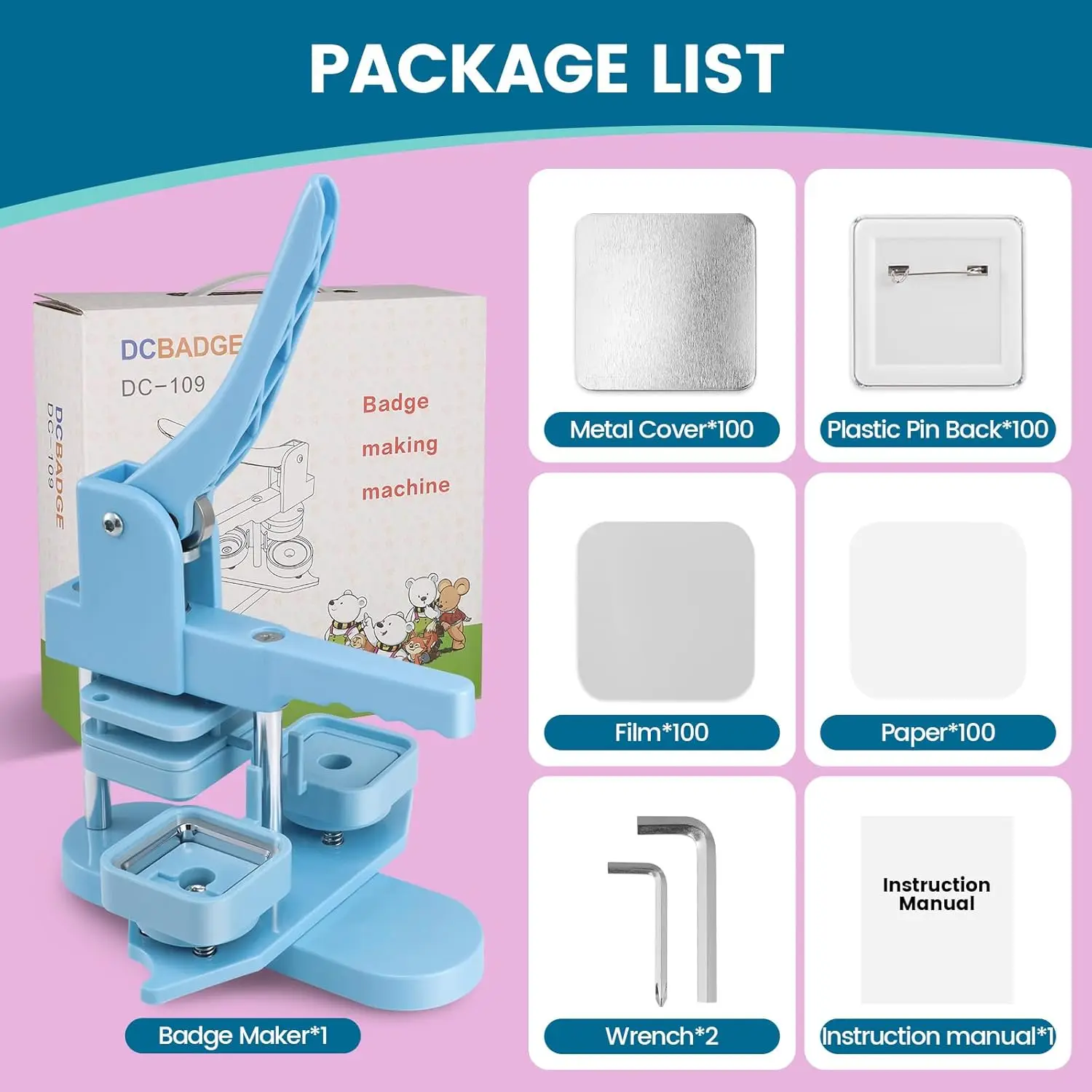 50X50 Square Plastic Button Badge Making Machine Manual