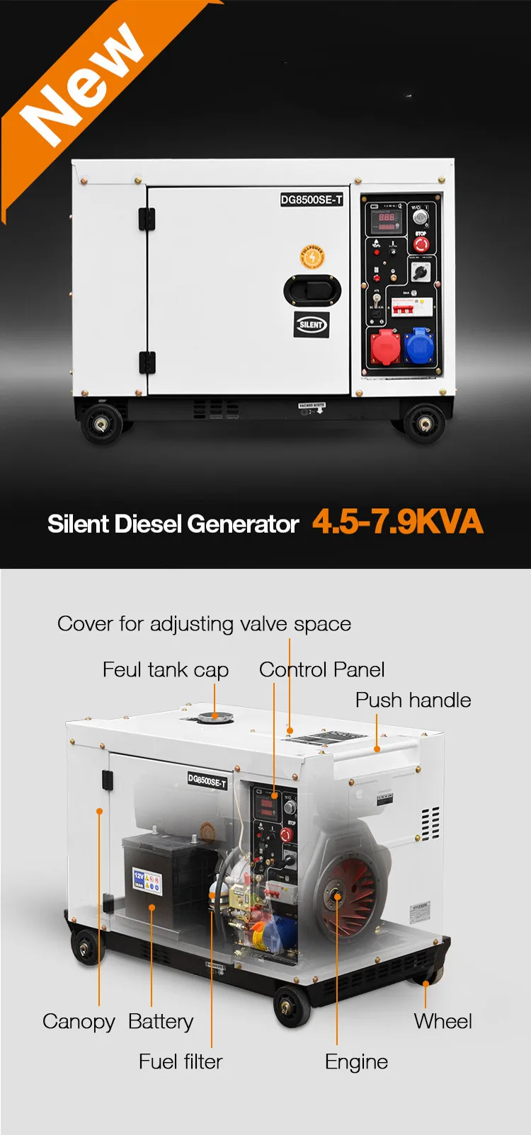5kva 5kw Portable Super Silent Diesel Generator - Buy Diesel Generator ...