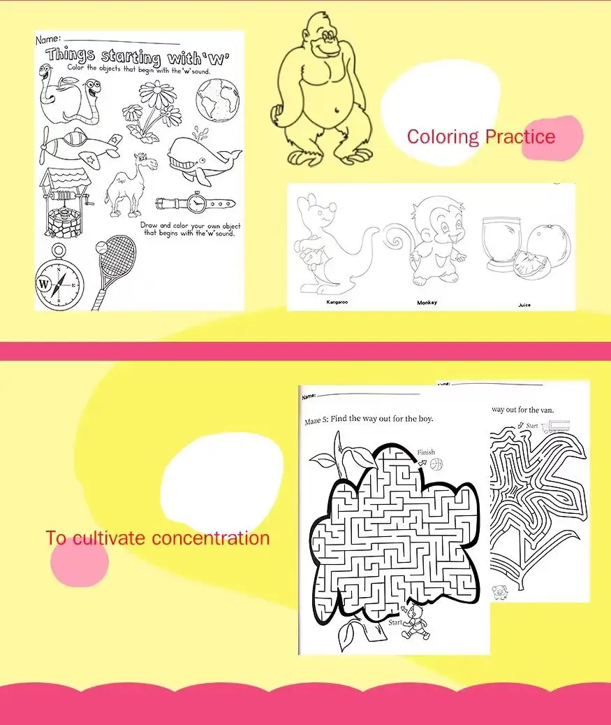 English Alphabet Pen Control Exercise Maze Game Children Children's ...