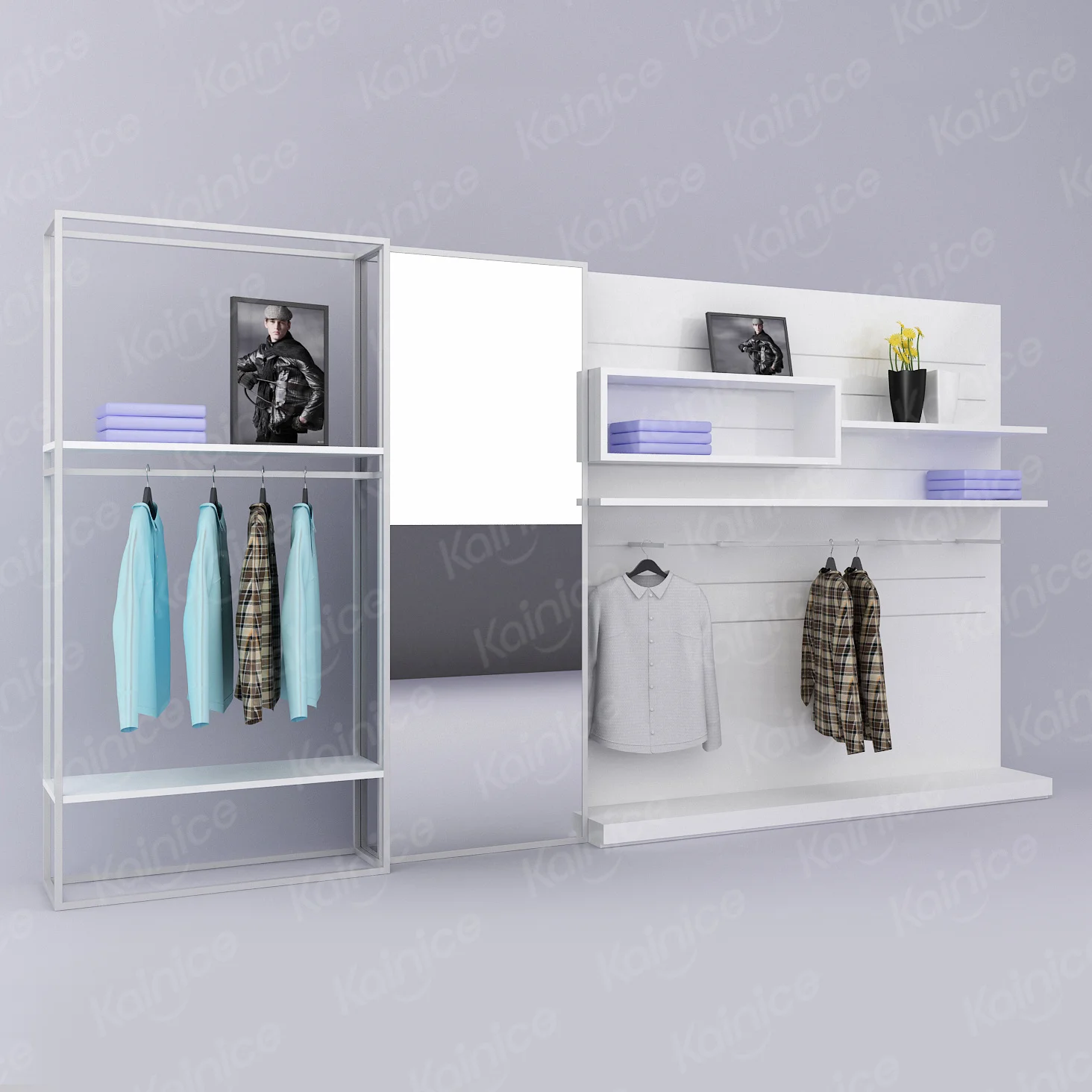 Kainice Man Garment Display Cabinet Shelves Clothes Store Interior ...