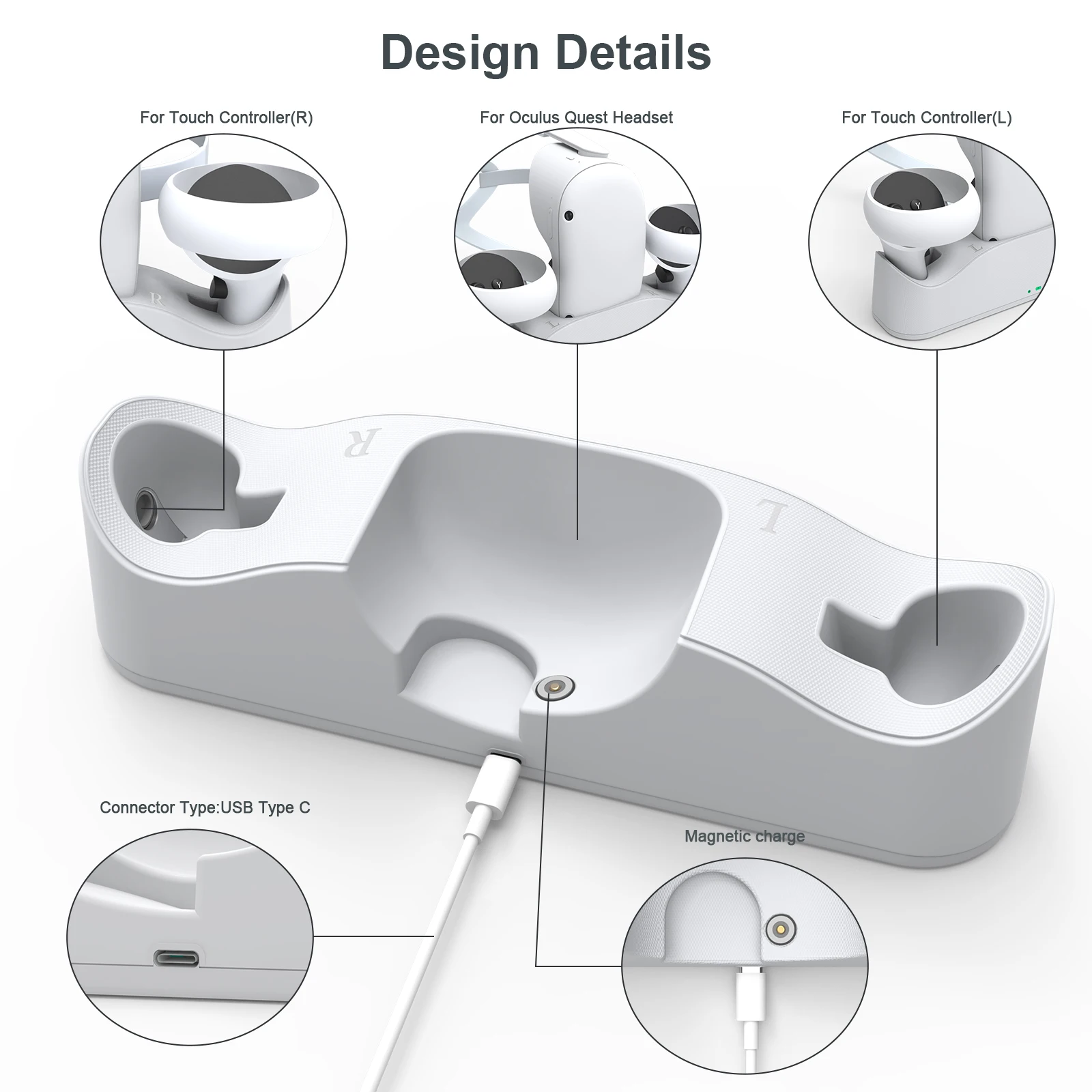 Charging Dock For Oculus Quest 2 Vr Headset Controllers Display Stand ...