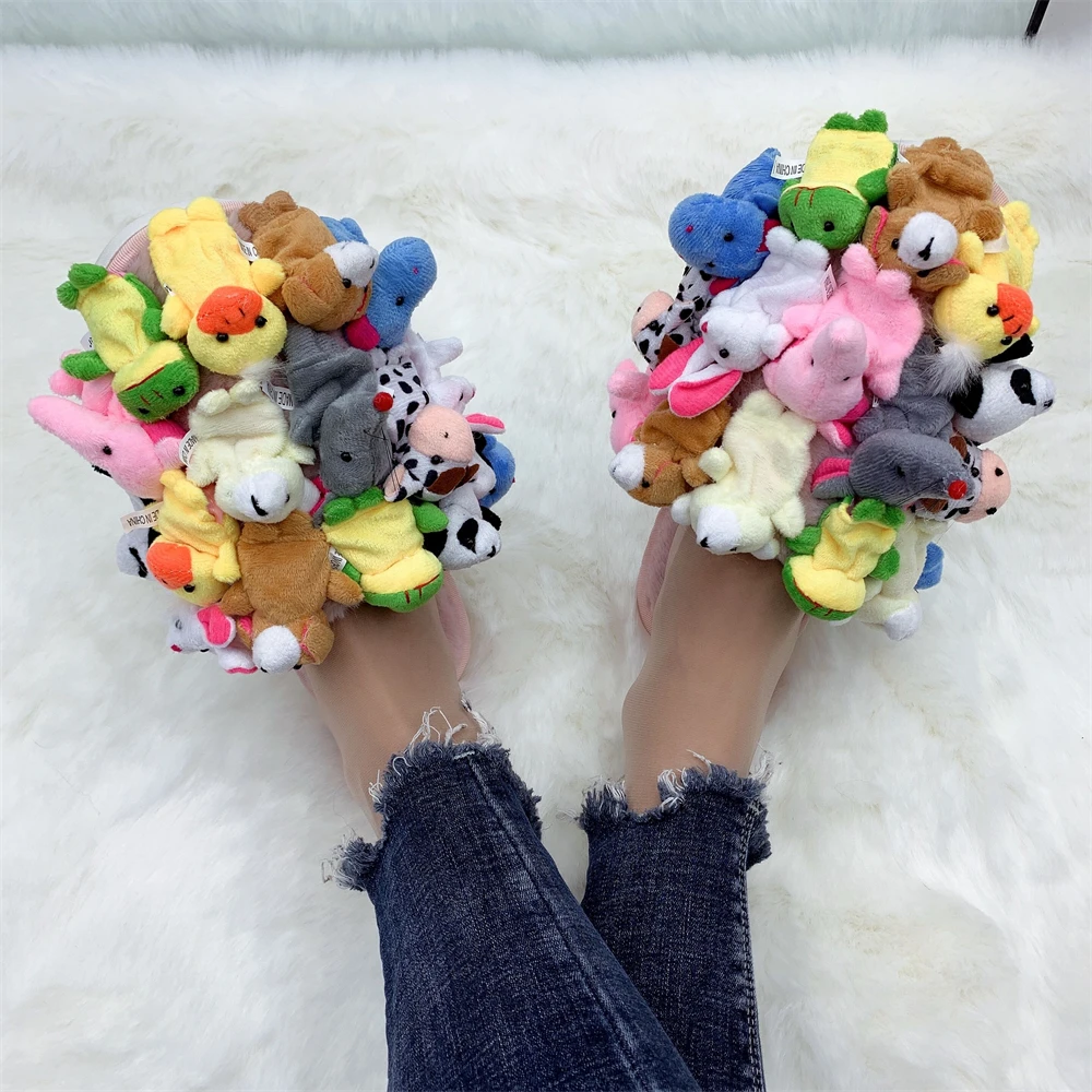 Home Slippers Women Cotton Slippers Furry Flip Flops House Shoes Cute ...