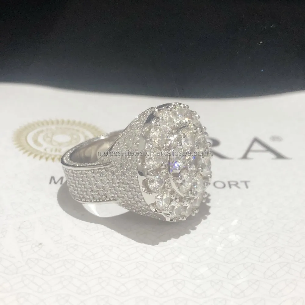 Custom Hip Hop Vvs Moissanite Ring Pass Diamond Tester Iced Out 925 ...