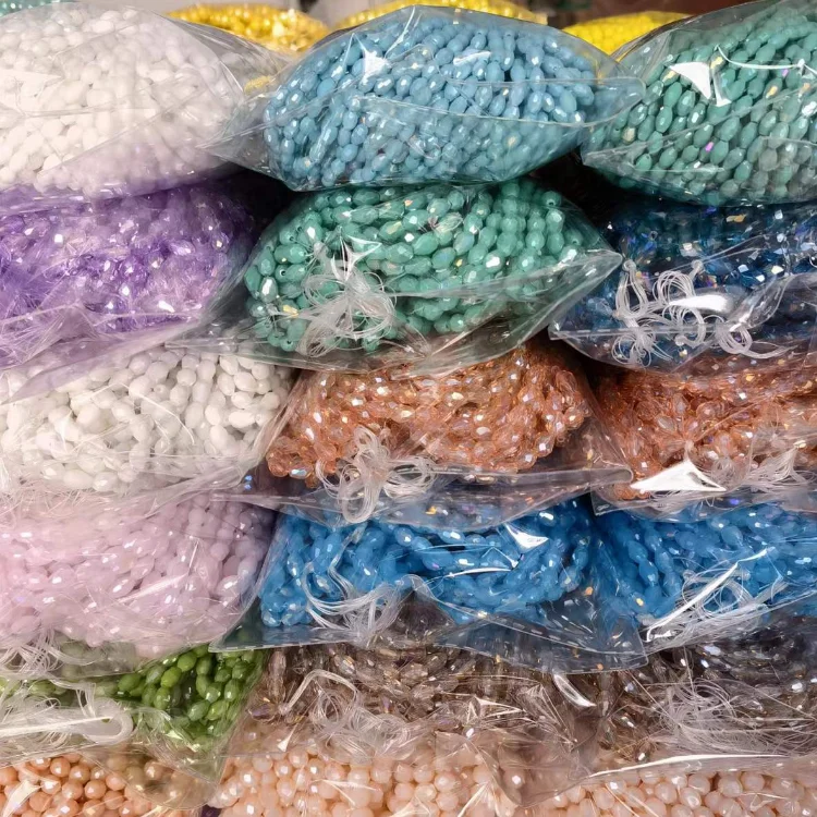 4*6mm 6*8mm rice glass beads faceted rice crystal beads for jewelry ...