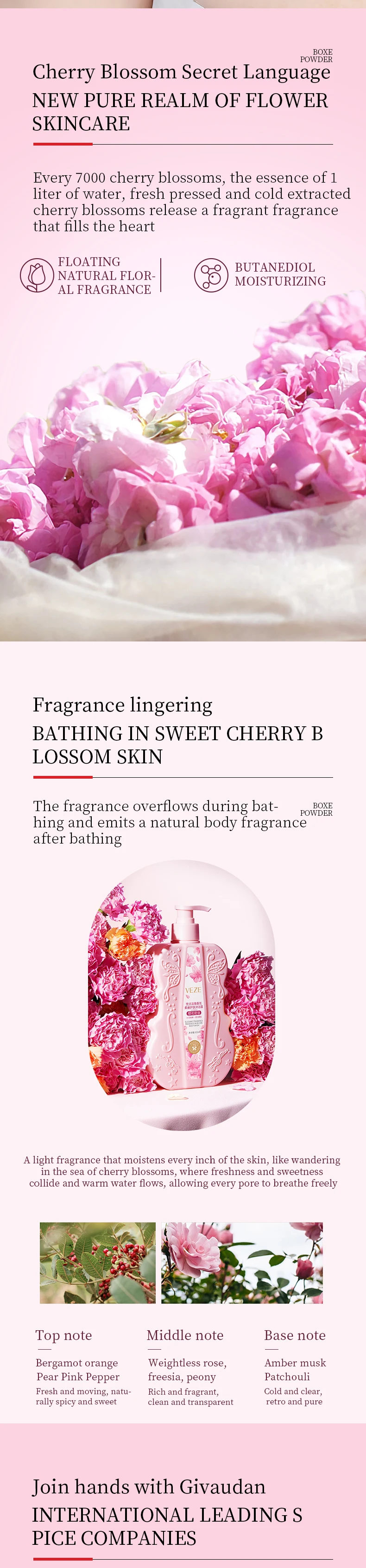 VEZE Korean Cherry Blossom Perfume Moisturizing Body Wash