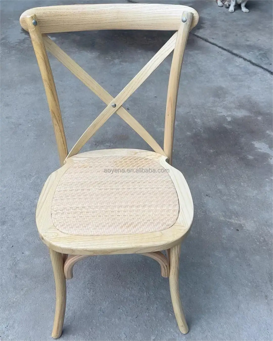 Natural Wooden Cross Back Chair in Solid Wood Color for Wedding Events ...