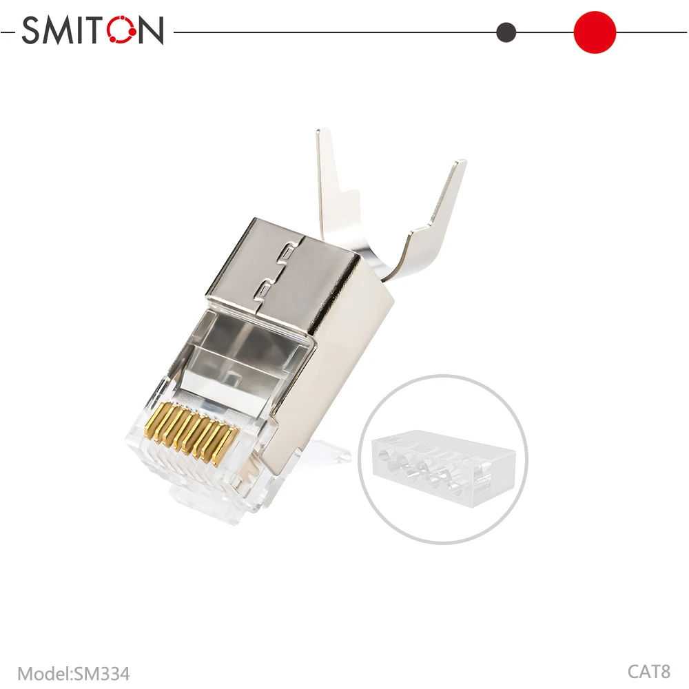 Cable 1.5mm Hole Size Rj45 Cat8 Connectors Cat8 Shielded Modular Plug ...