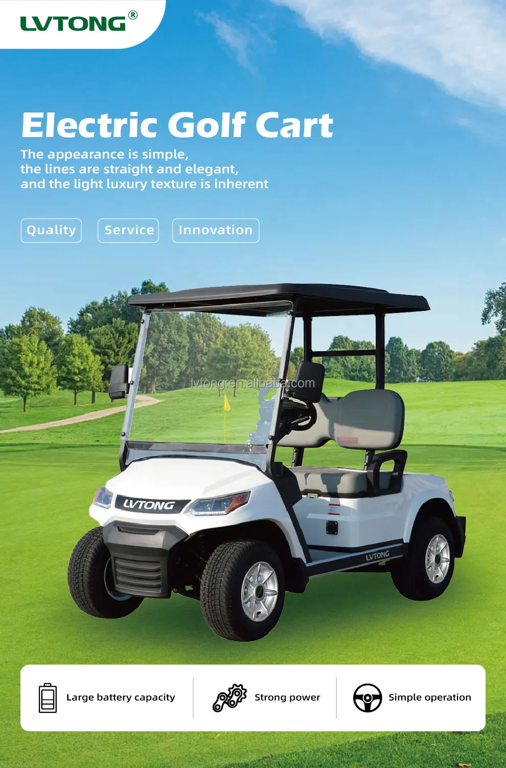 LVTONG 2 Seater Electric Golf Cart - New Golf Buggy for Clubs, 30-50 Km ...