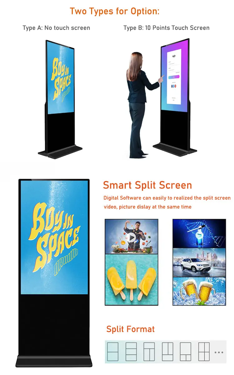 Custom Indoor Floor Stand Interactive Video Digital Display Vertical Tv ...
