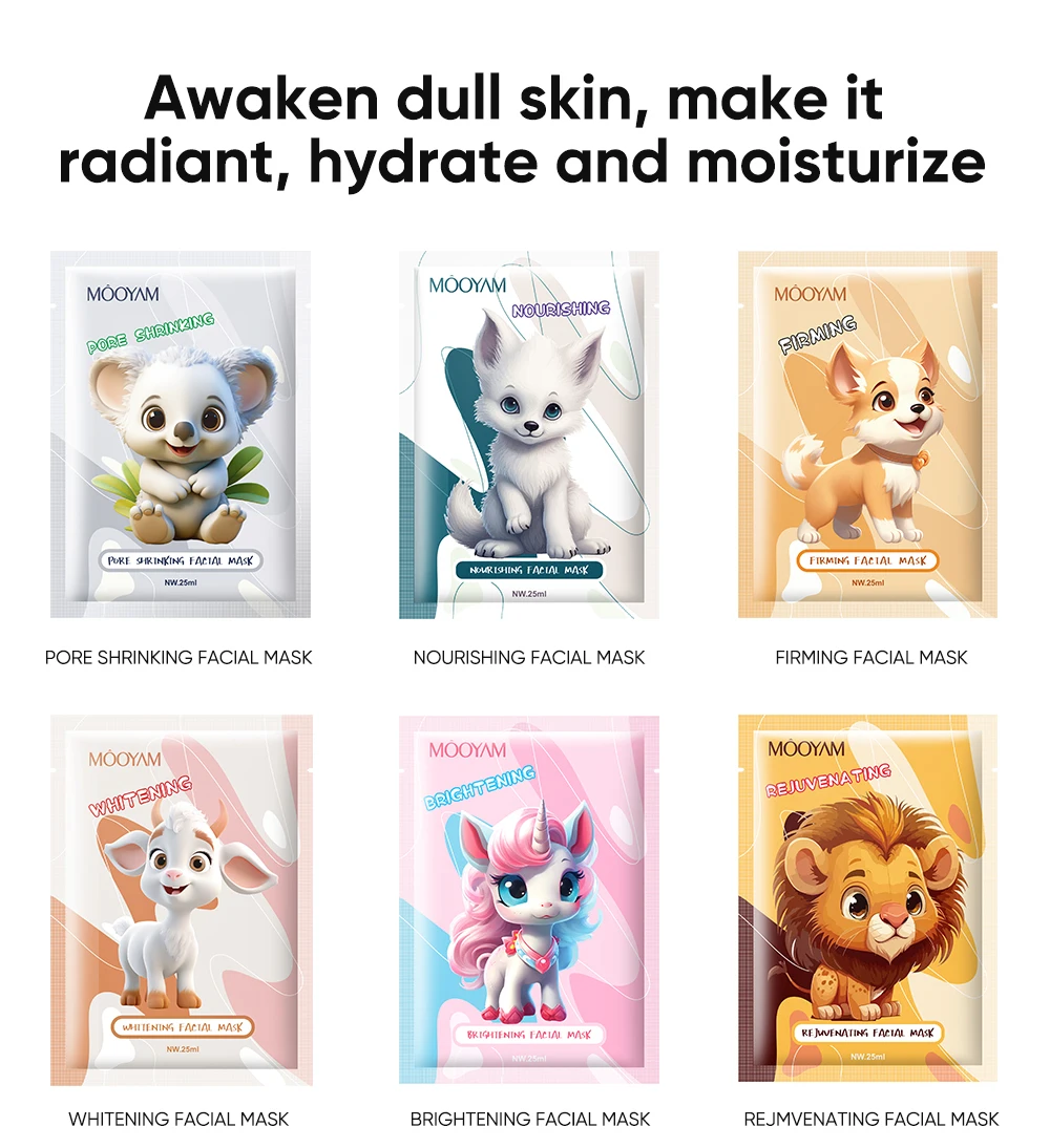 Private Label 10 Styles Cute Cartoon Animal Masks - Hydrating Facial Masks