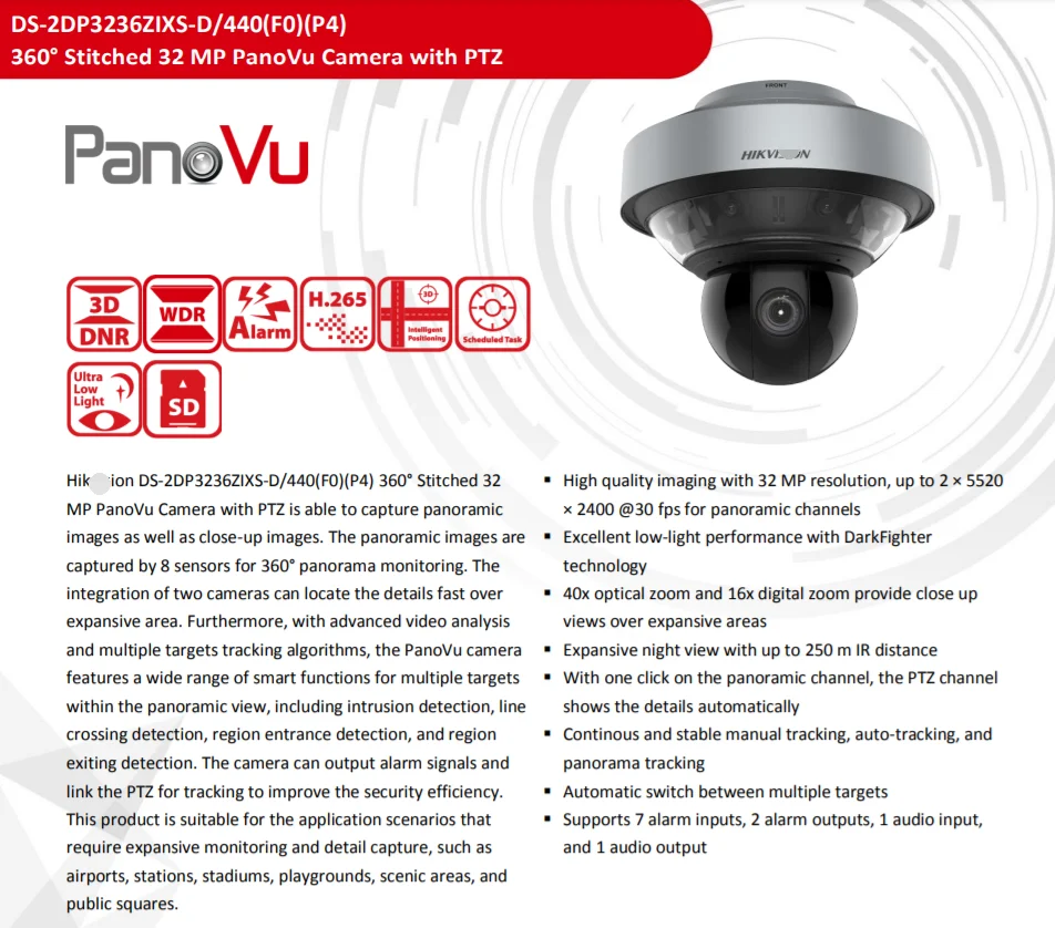 Hik Hk Original 32mp 360 Panoramic & Ptz Camera Ds-2dp3236zixs-d/440(f0)(p4) Ds-2dp3236zixs-d ...