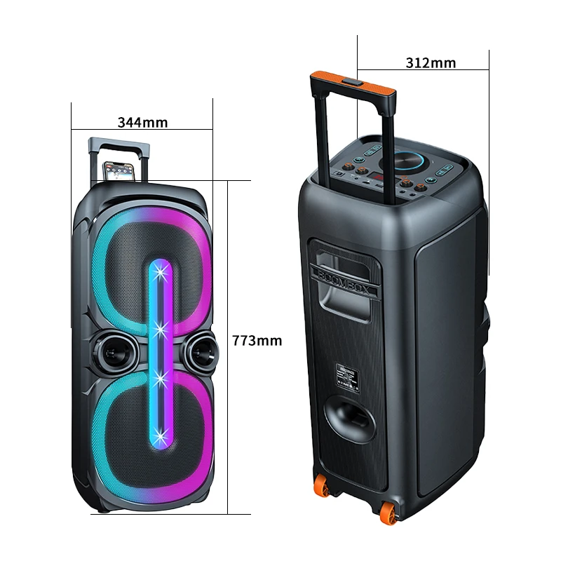 Outdoor Subwoofer Woofer Trolley Portable Tws Wireless Professional Music Audio System Sound ...
