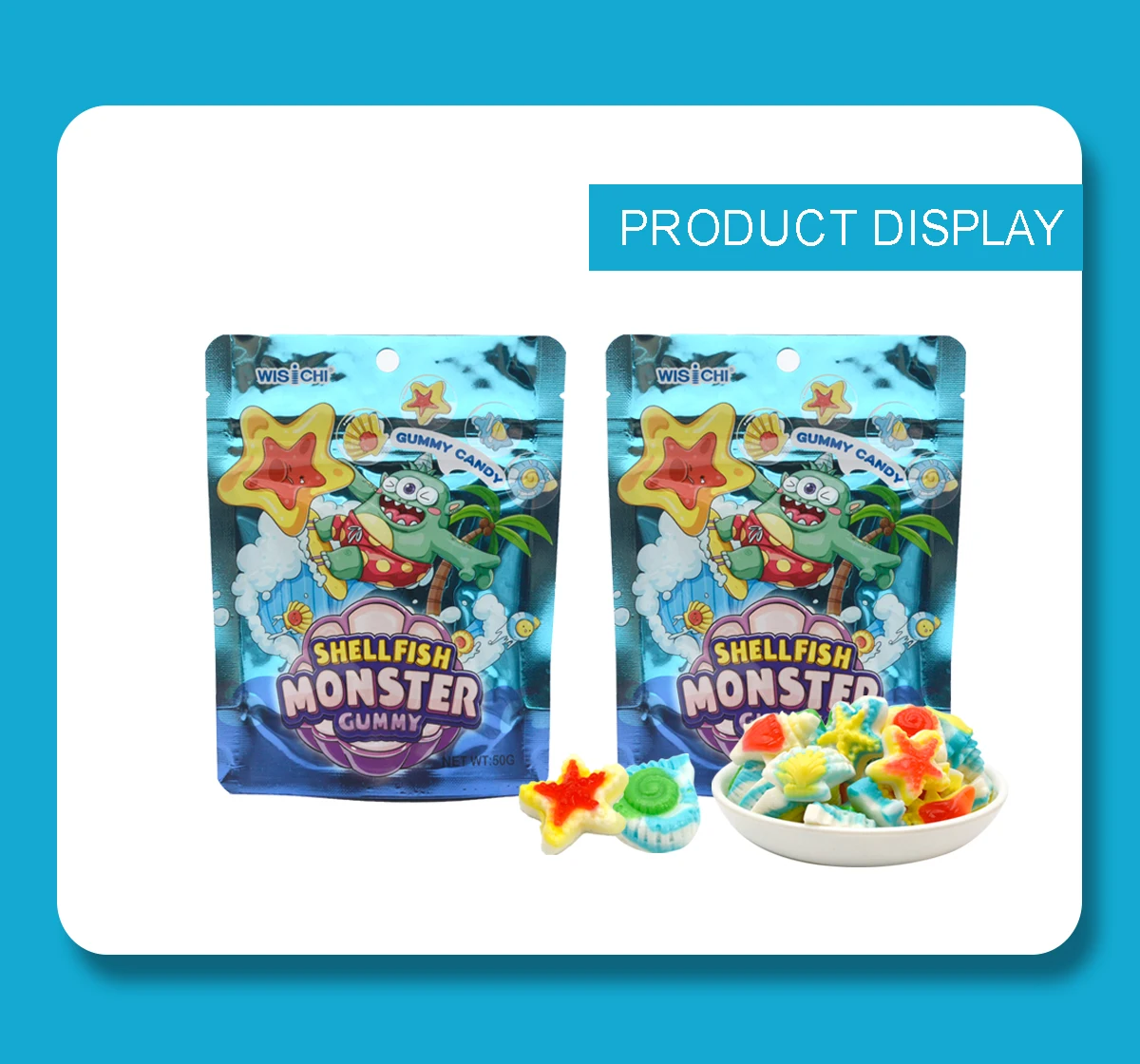 Free Sample Shell Fish Gelatinzed Candy Sweet Nice Halal Gummy Candy ...