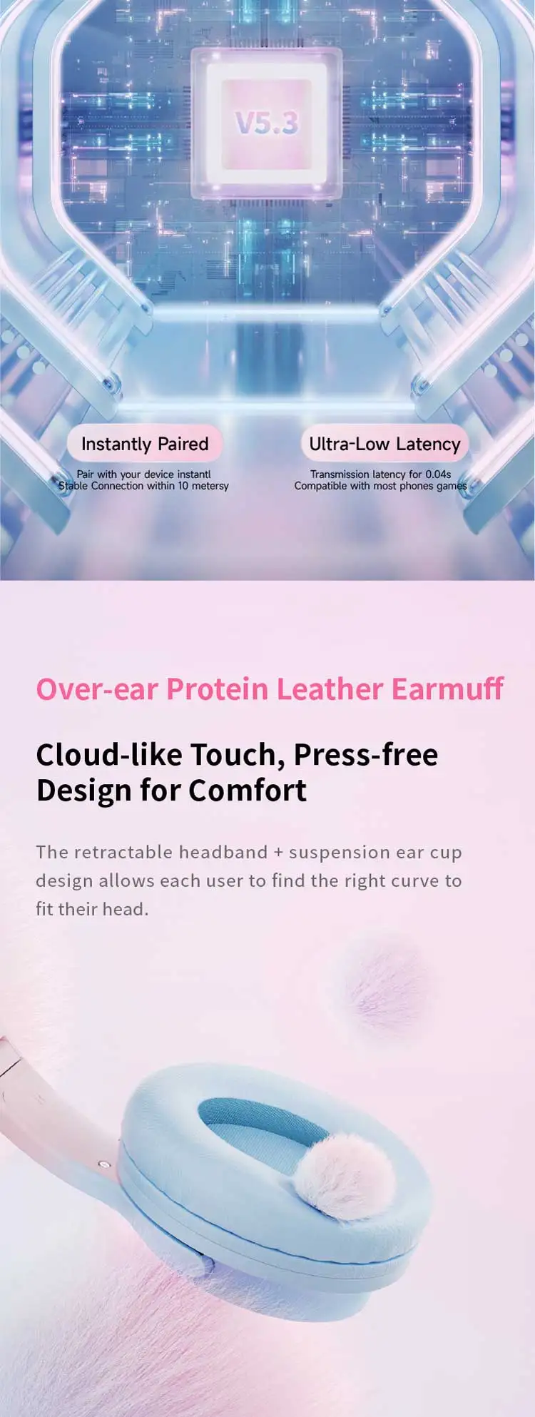 Picun Queen Foldable Retractable Bt Headphone Over Ear Bluetooth ...