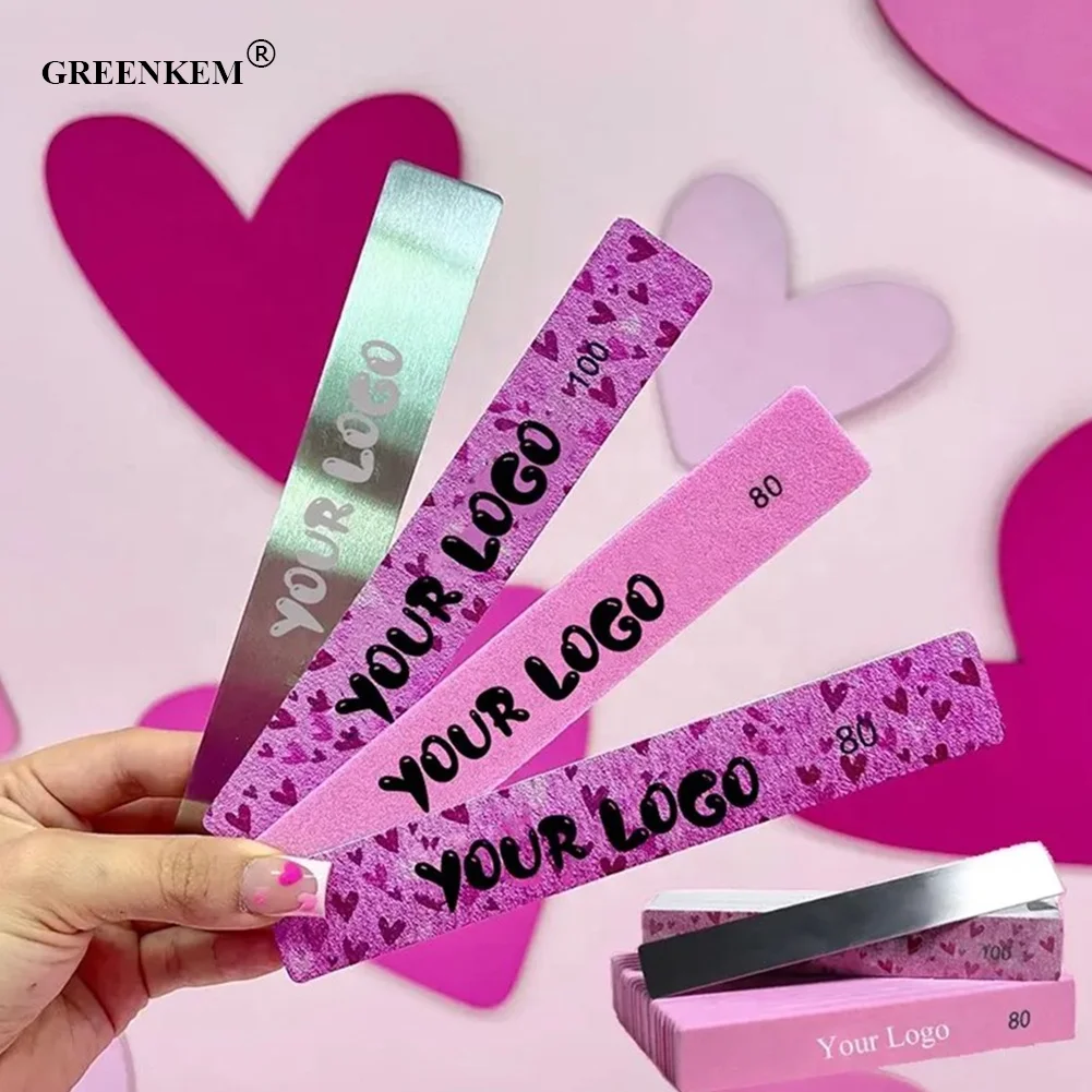 High Quality Stainless Steel Pink Nail File Custom Logo Sandpaper ...