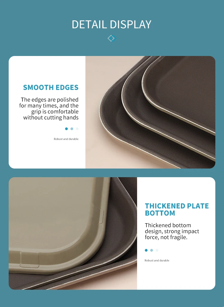 Non-Slip Rectangle Plastic Tray Fast Food Service Tray for Restaurant ...
