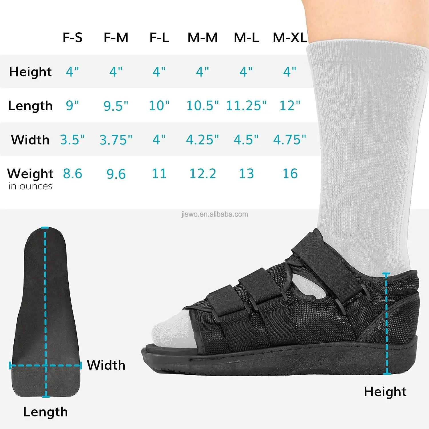 Plantar Fasciitis Squared Toe Post-Op Shoe Orthopedic Boots for Women ...