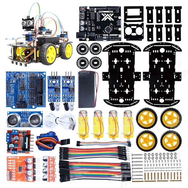 Arduino Uno R3 4wd Smart Robot Car Kit Learning Stem Codeing Program Toy Ultrasonic Infrared ...