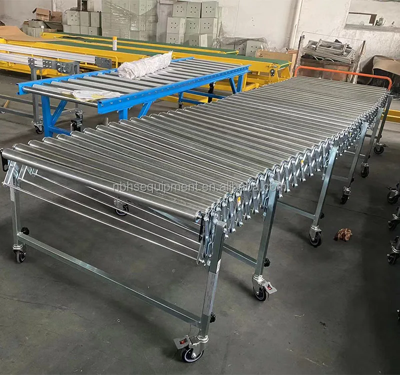 Vehicle Loading Offloading Gravity Flexible Expandable Roller Conveyor