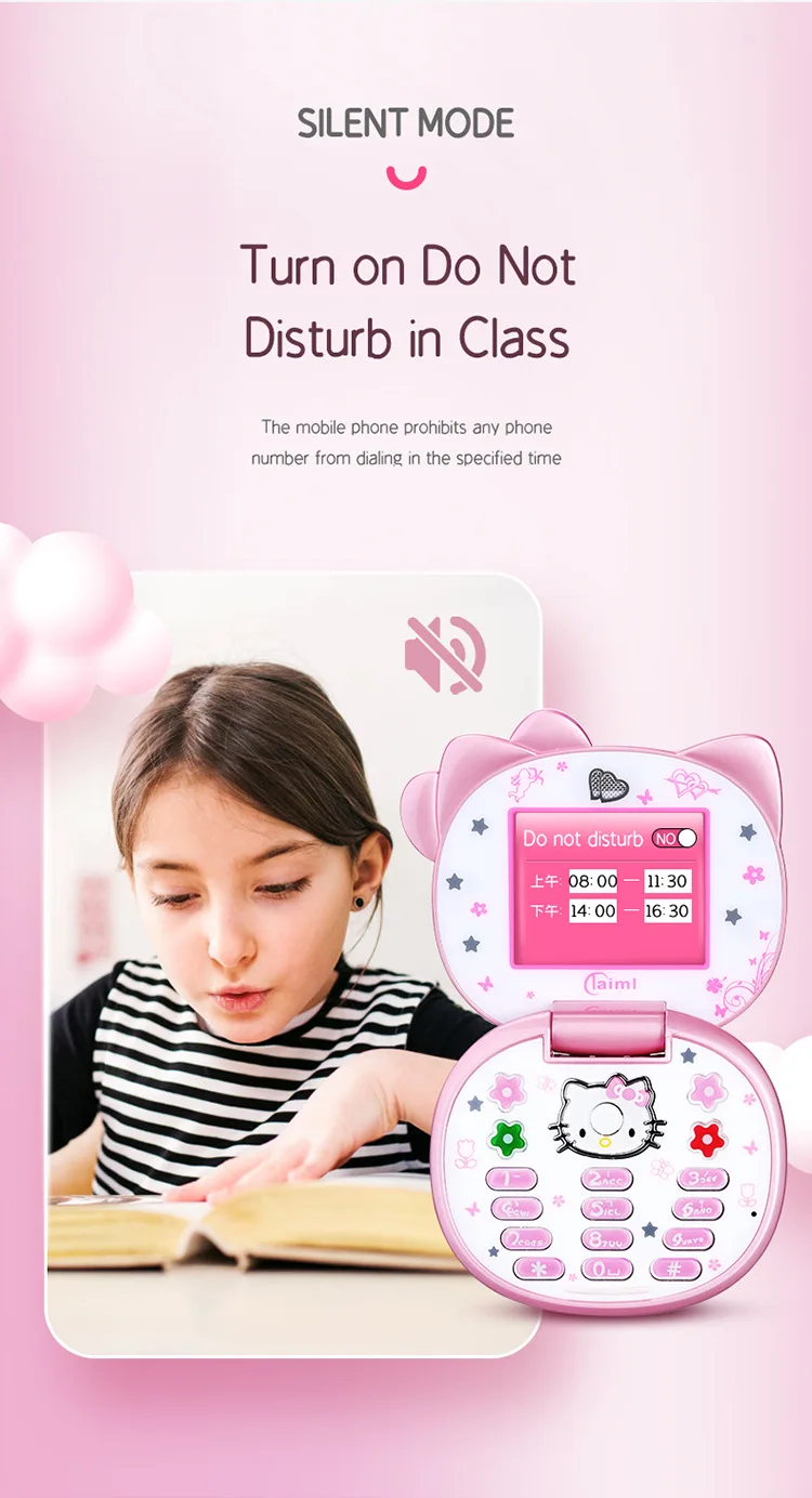 Cute Girl Gift Mini Mobile Phones Flip Cartoon Dual Sim