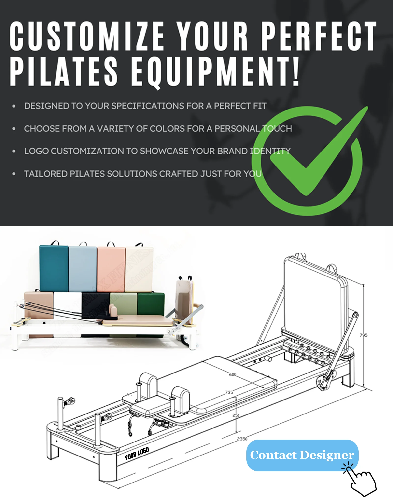 Tmax Commercial Use White Aluminum Pilates Reformer Bed