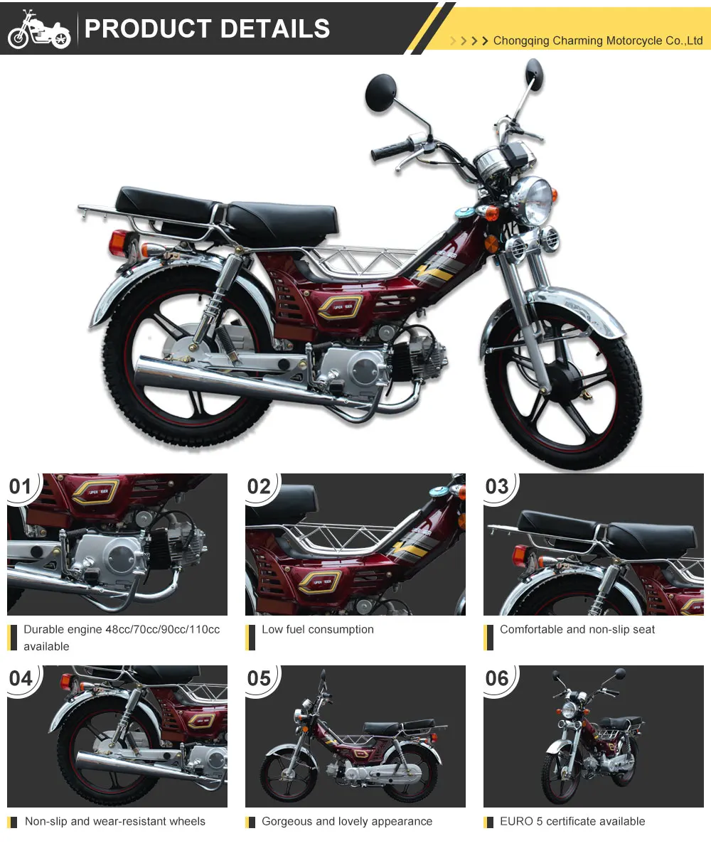 Chinese 50cc Low Fuel Consumption Motorcycles EEC Gasoline 4 Stroke ...
