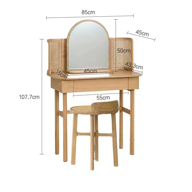 Dreamhause Nordic Solid Wood Rattan Dresser Desk Designer Japanese Log ...