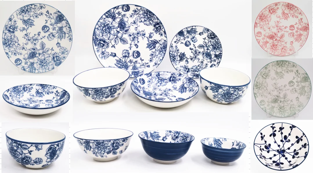 Blue Flower Dinnerware Set Porcelain Dinner Plate Salad Plate Soup Bowl ...