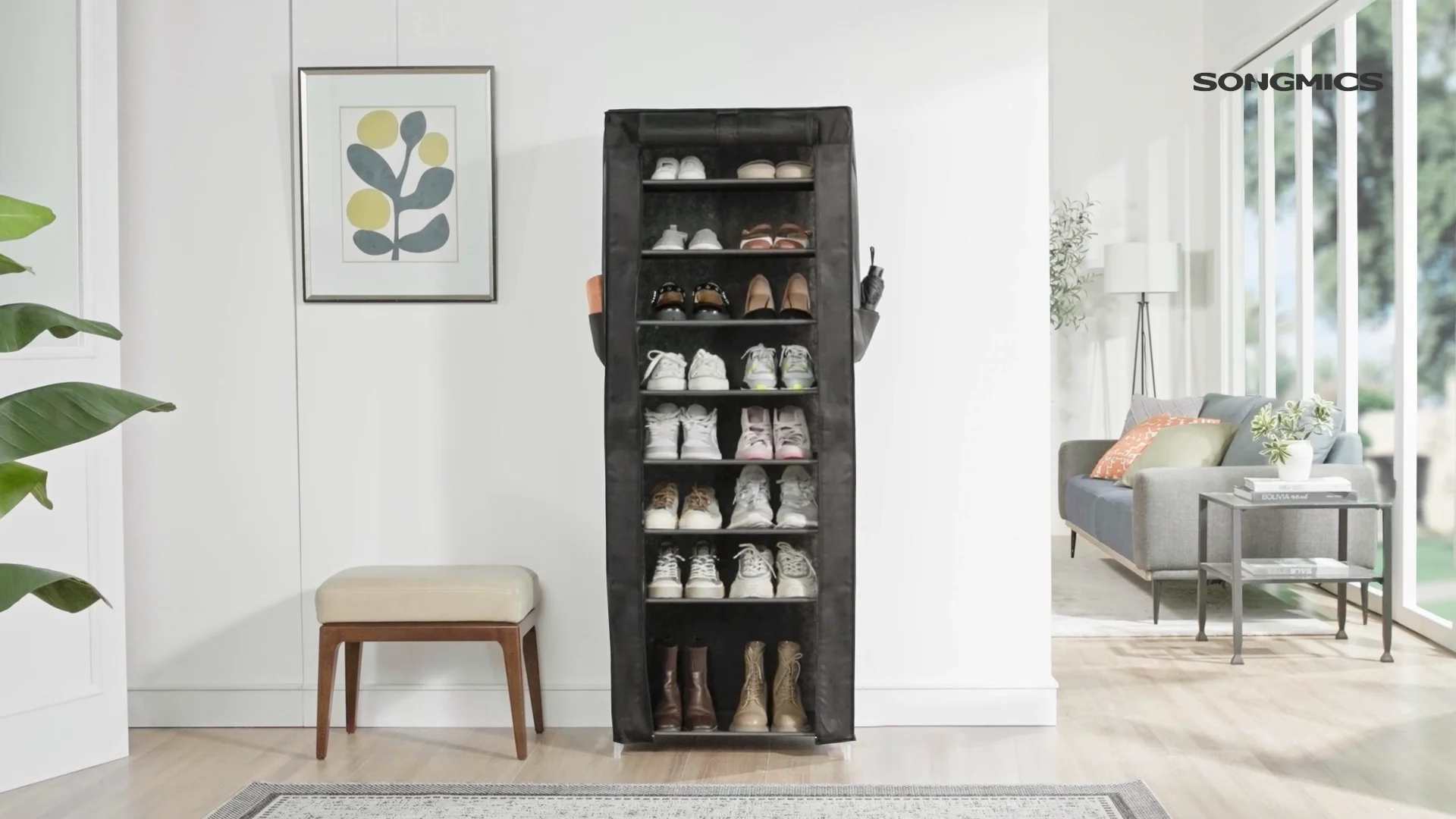 Songmics Large Free Standing Gray 10 Layer Single Row Shoe Racks Large ...