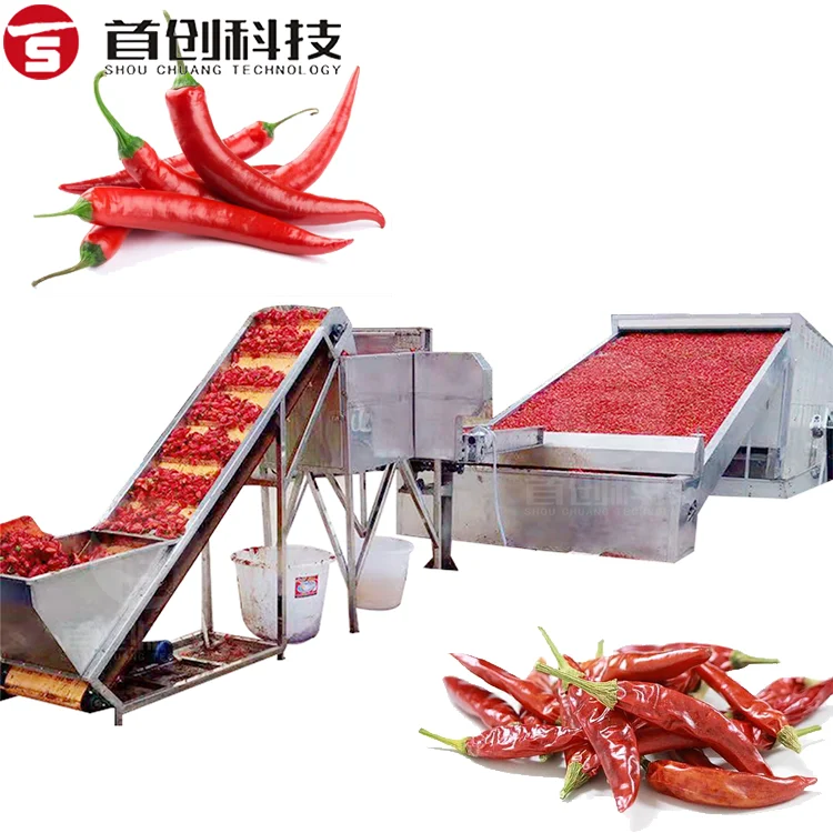 Alibaba.com: Industrial Dried Chilli Pepper Processing Line with Mesh Belt Dryer, Stalk Cutter ...