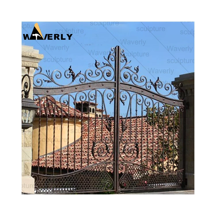 Home Garden Decoration Courtyard Driveway Cast Wrought Iron Main Gate ...