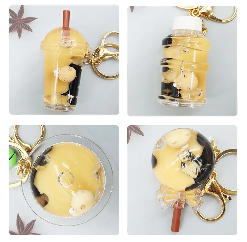 Cartoon Bubble Boba Milk Tea Keychain - Cute & Customizable