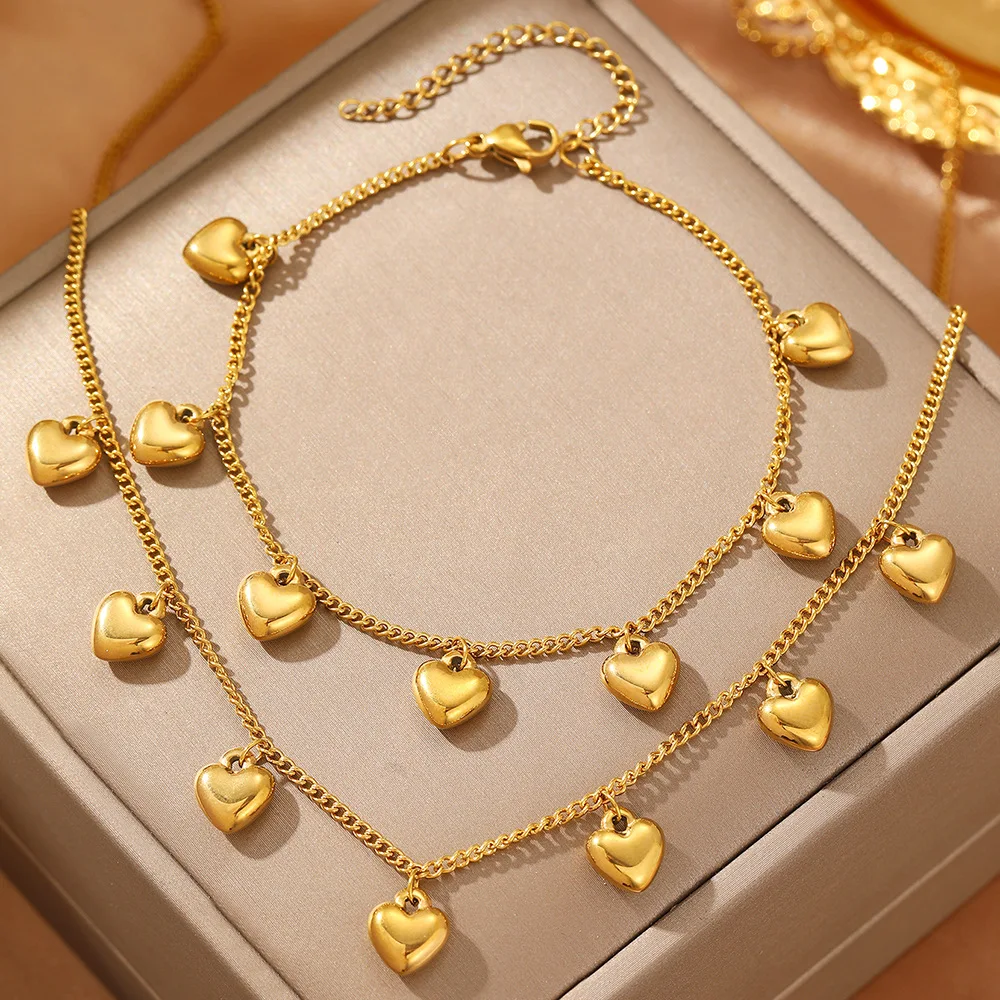 Stainless Steel Jewelry Set - Trendy Heart Flower Earrings