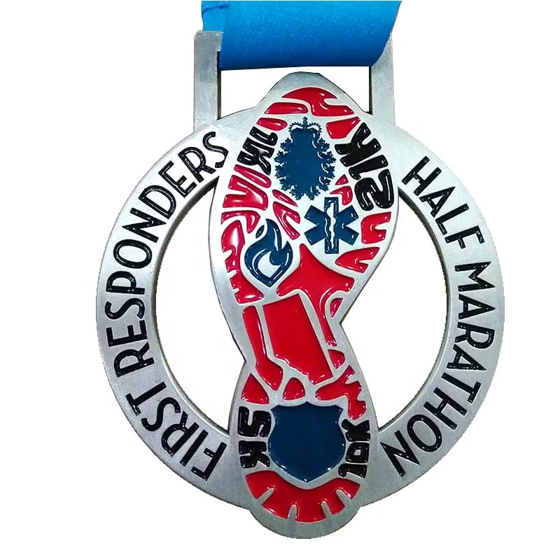 Silver Plated Footprint Metal Custom 3d Double Logo Sports Award Medal ...