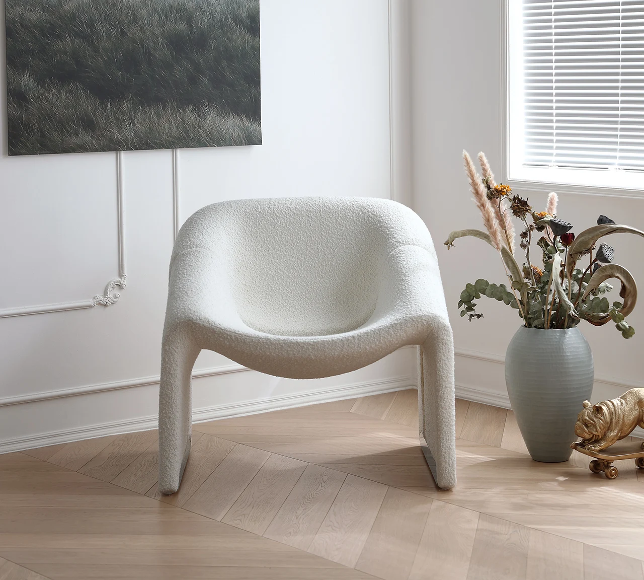 28.3" Modern White Lamb Wool Accent Chair Lounge & Chair - Buy White ...