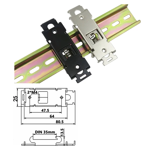 Steel Spring Loaded DIN Guided Rail Buckle - 35MM Relay Clip