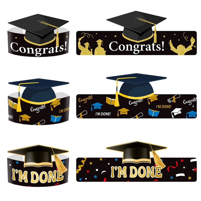 Graduation 2024 Paper Mortarboard Hat for Party Decorations