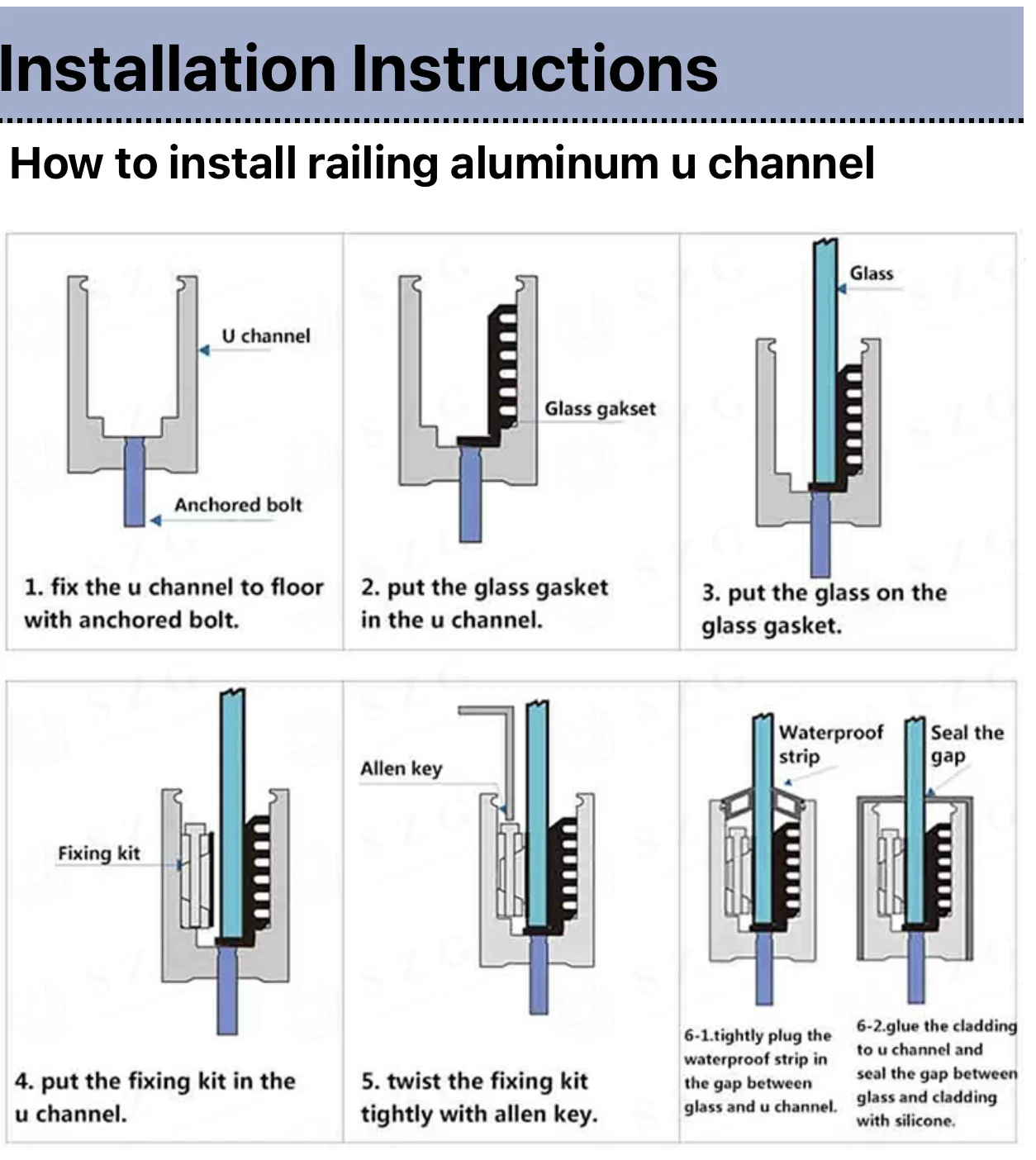 U Channel Base Glass Railing with LED Strip - Durable & Stylish