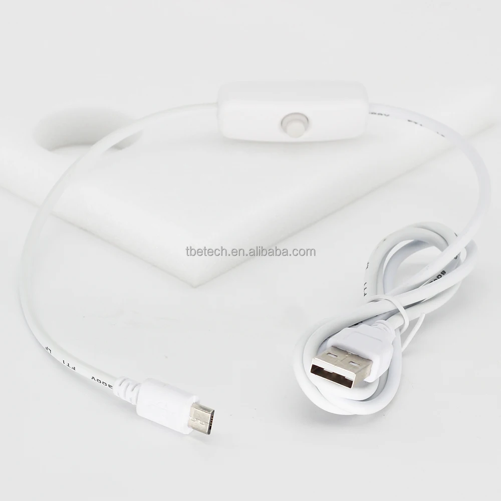 5V 3A Micro USB Power Cable With Switch 501 on OFF Button for Raspberry ...