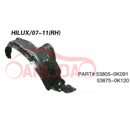Inner Fender Liner For Hilux 2007 2008 2009 2010 2011 53806-0k091 53805 ...