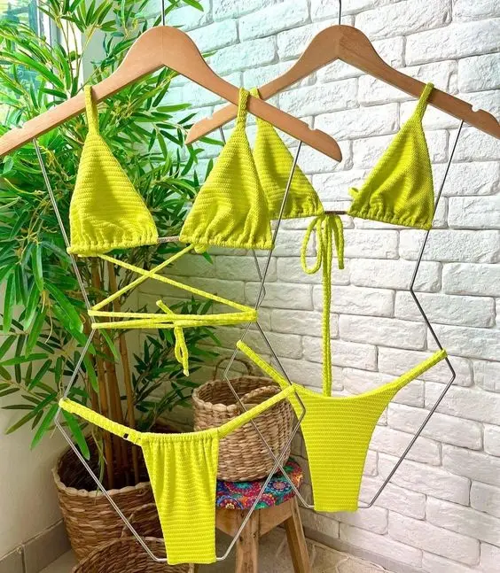 Custom Logo Teen Backless Swimsuit Yellow Bathing Suit Ladies Beachwear ...