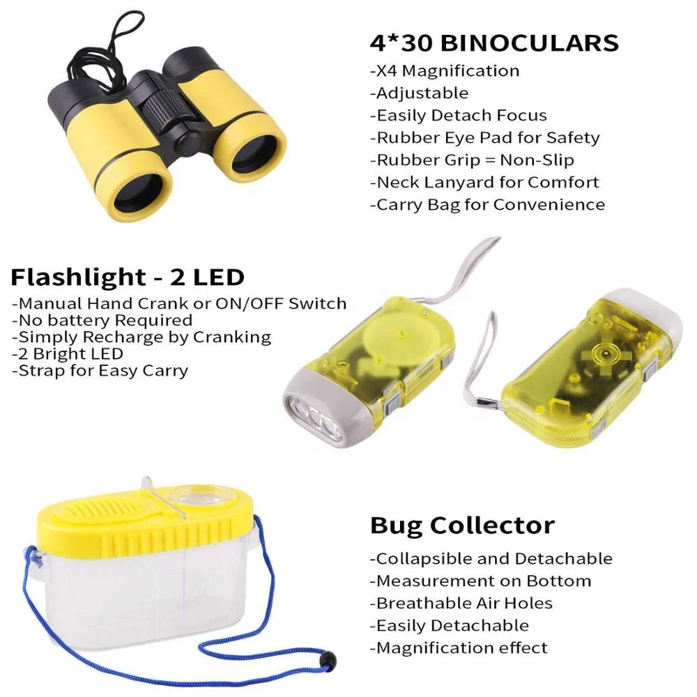 Outdoor Exploration Kit - Kids Adventure Kit Includes Toy Binoculars ...