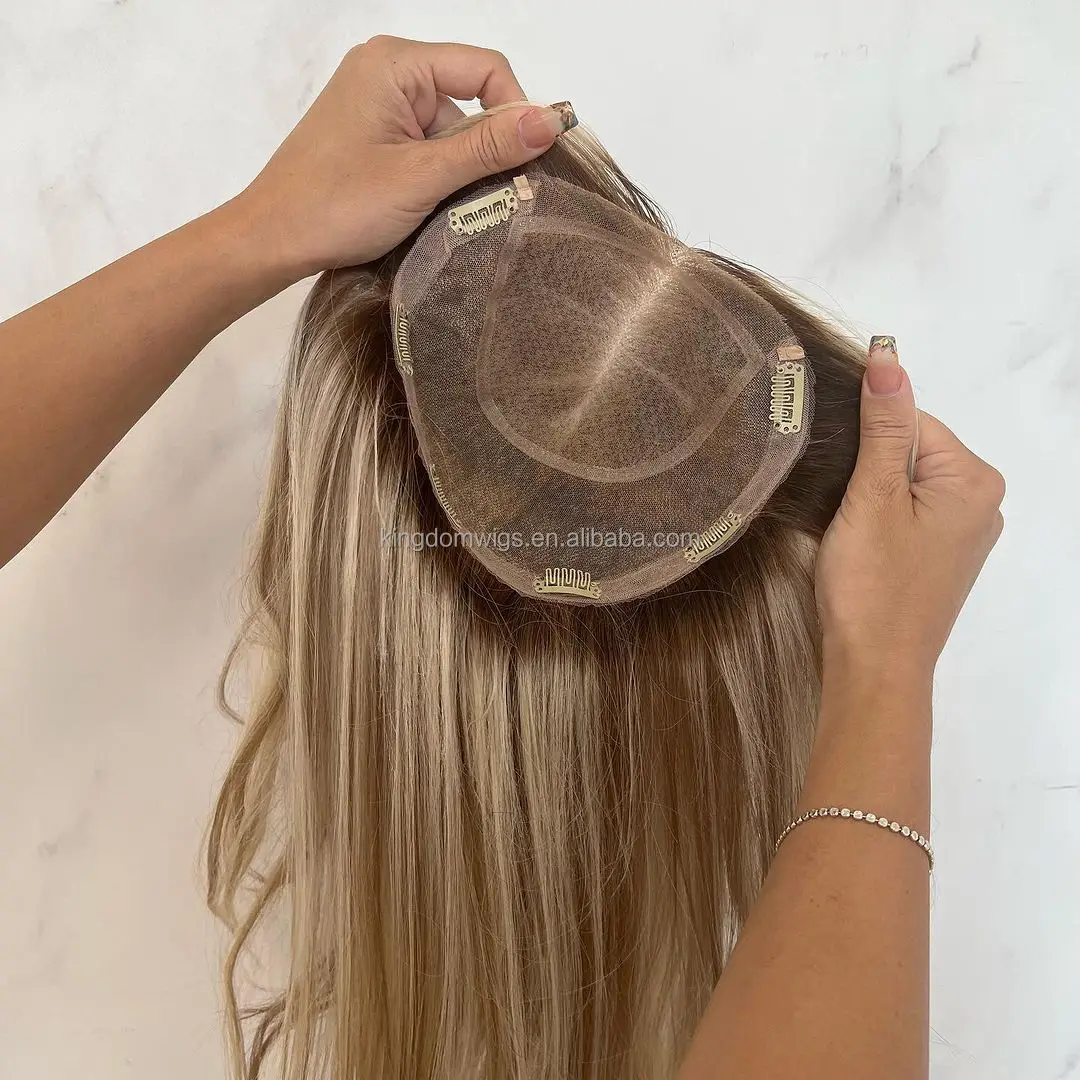 New Design HD Full Lace European Hair Highlight Blonde Net Topper ...