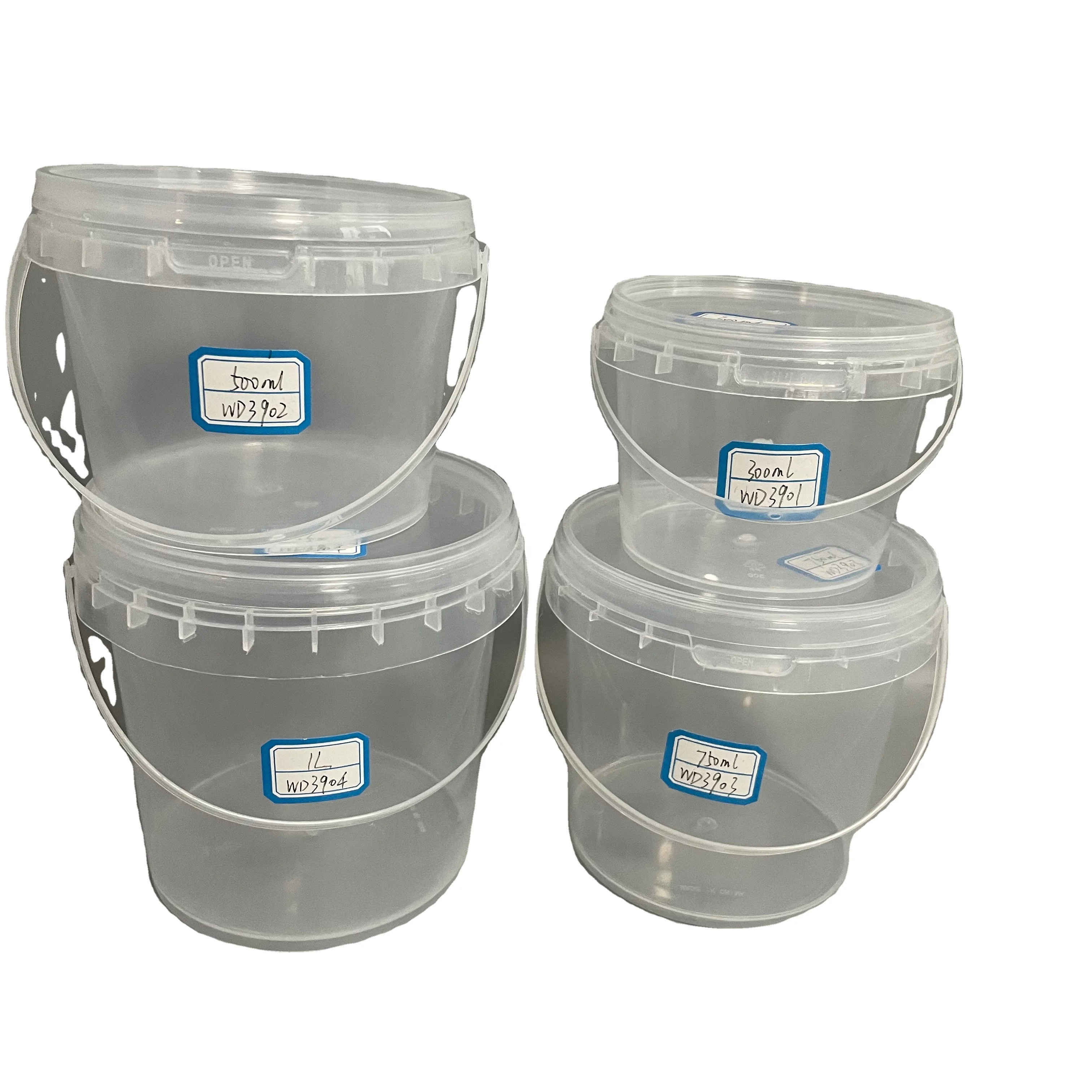 clear Plastic Bucket Food Grade 1L Plastic Buckets With Handle and Lid ...