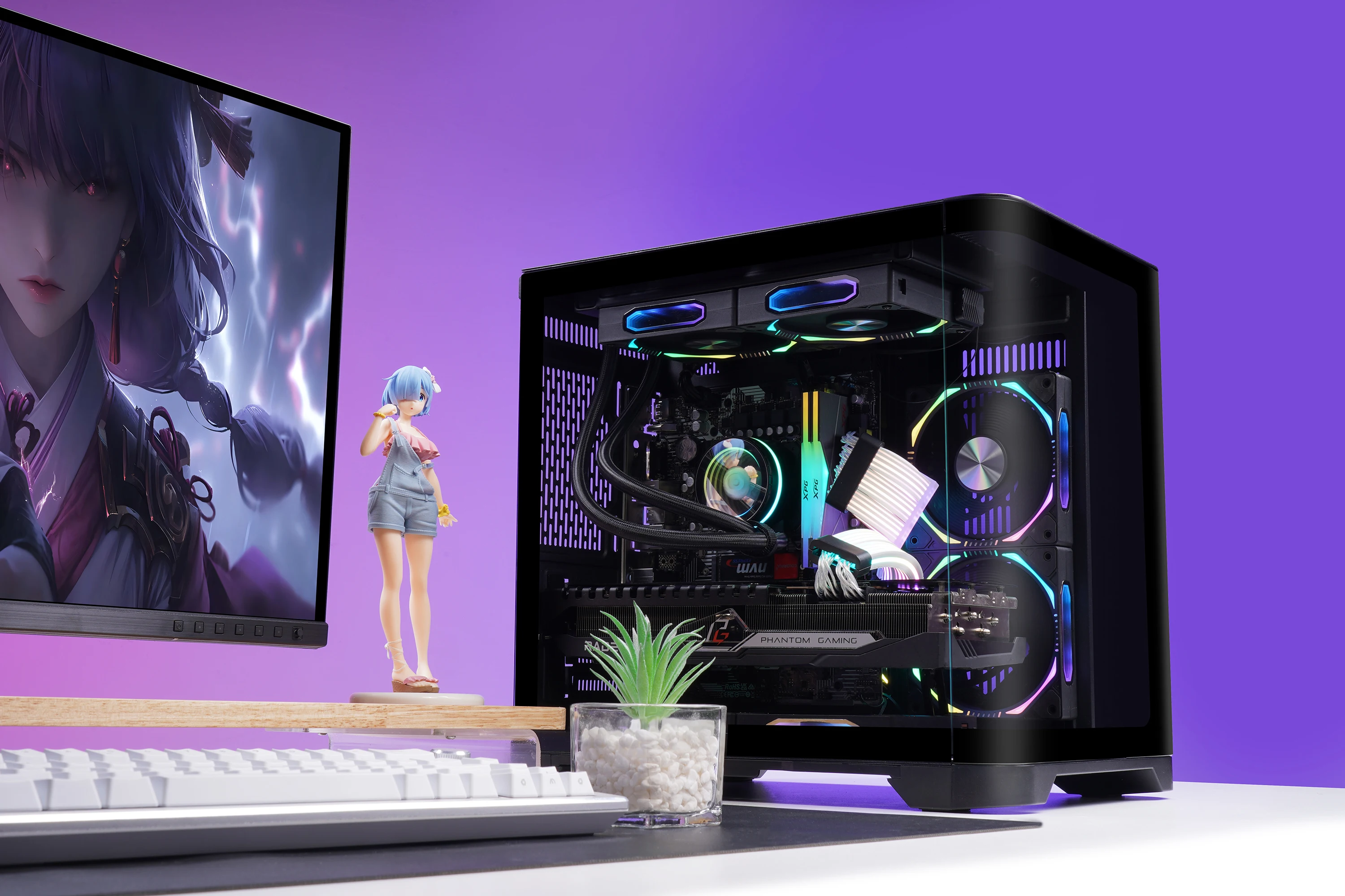 Factory New Design White Matx Gaming Pc Case Desktop Chassis Curved ...