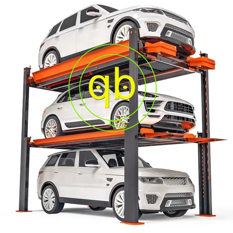 Vertical Car Storage Lifts 4 Column 3 Platforms Mechanic Garage Parking ...