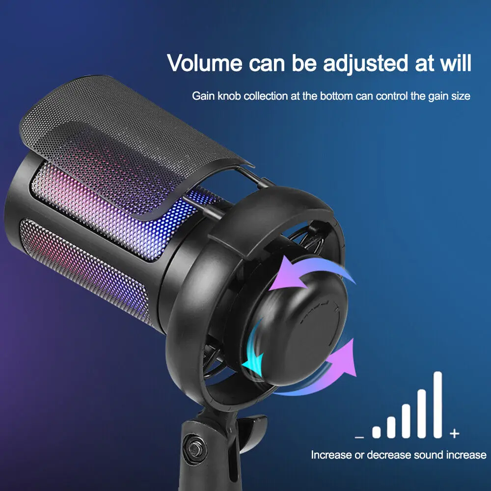 2024 ME6S Cardioid RGB Gaming Microphone - Versatile & Portable