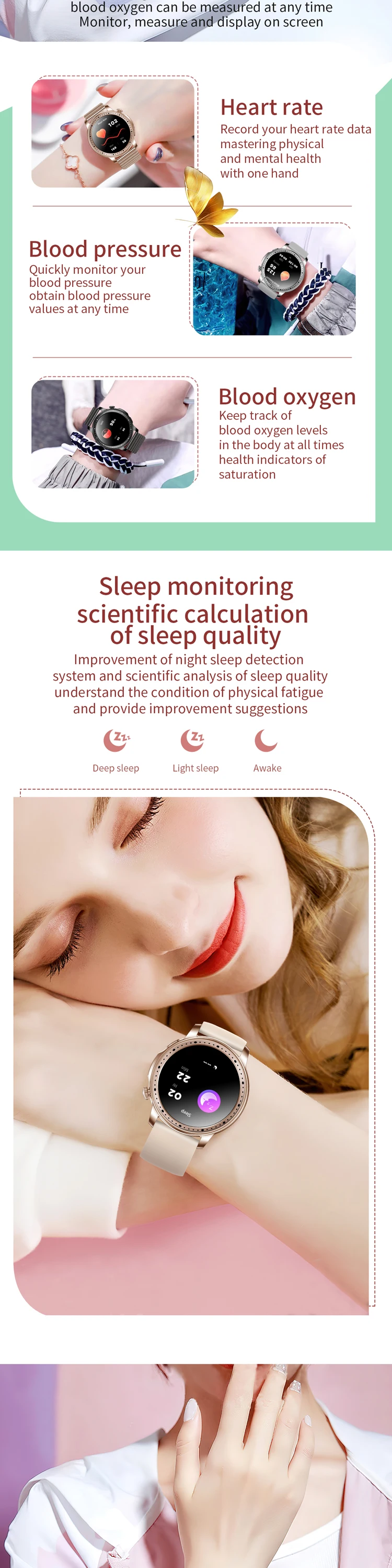 2023 New Arrival 1.32inch Amoled Display Bt Calling Blood Pressure Women Km33 Smart Watch Amoled ...